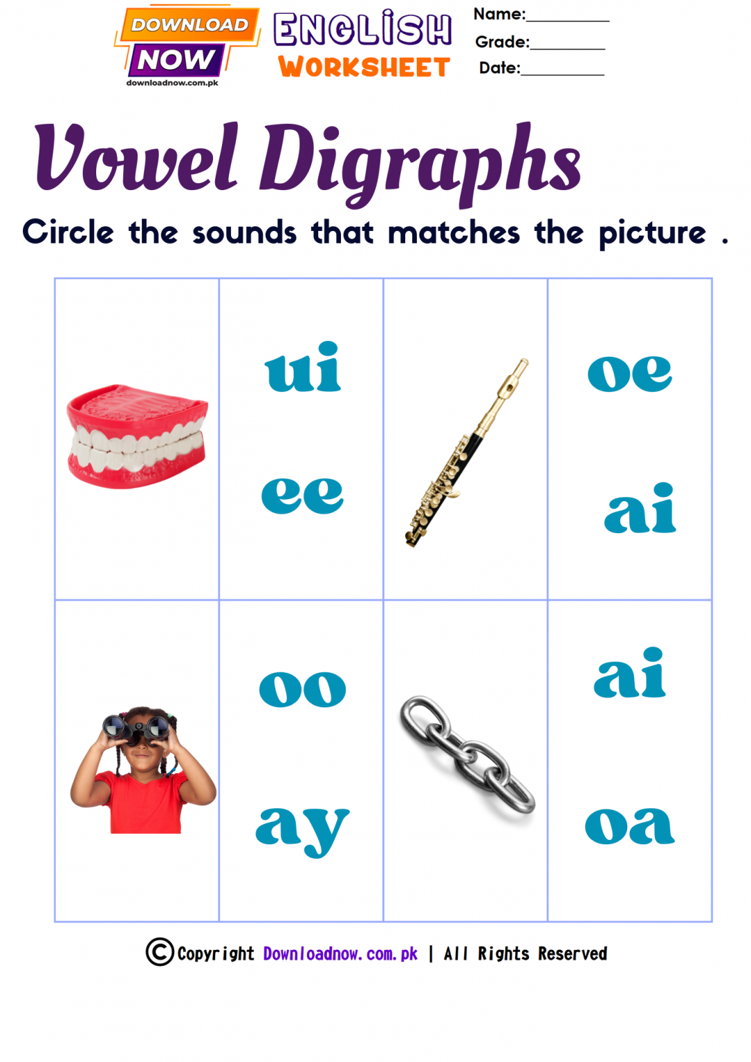 2-Vowel Digraphs - Free Printable Worksheets