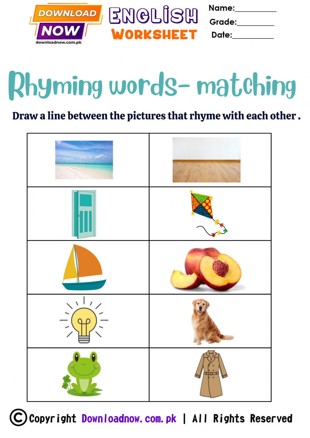 4-Rhyming with pictures - Free Printable Worksheets