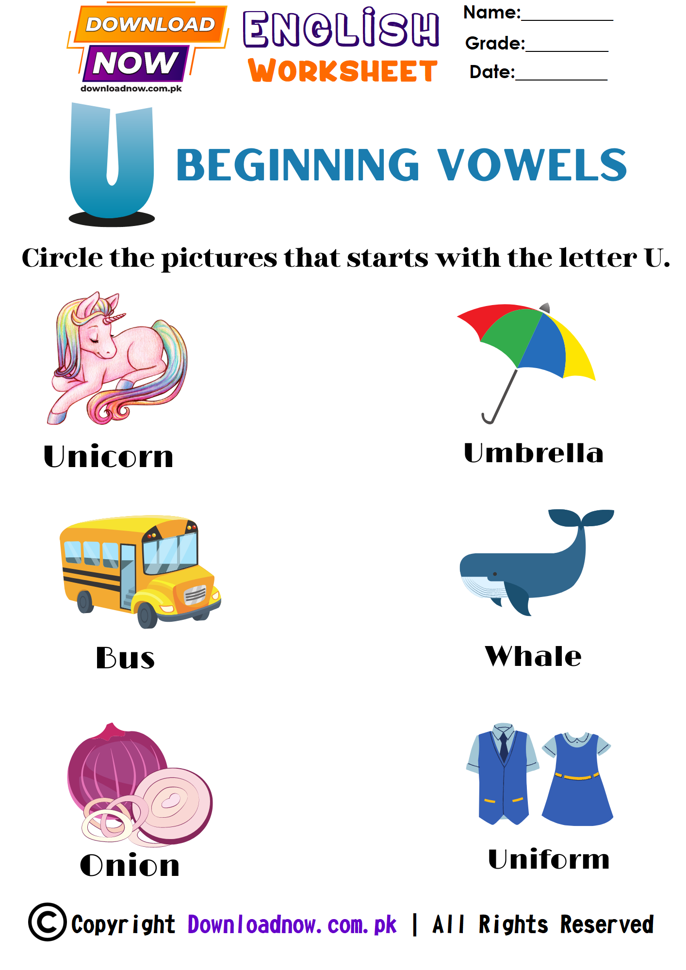 Beginning Vowels - Free Printable Worksheets