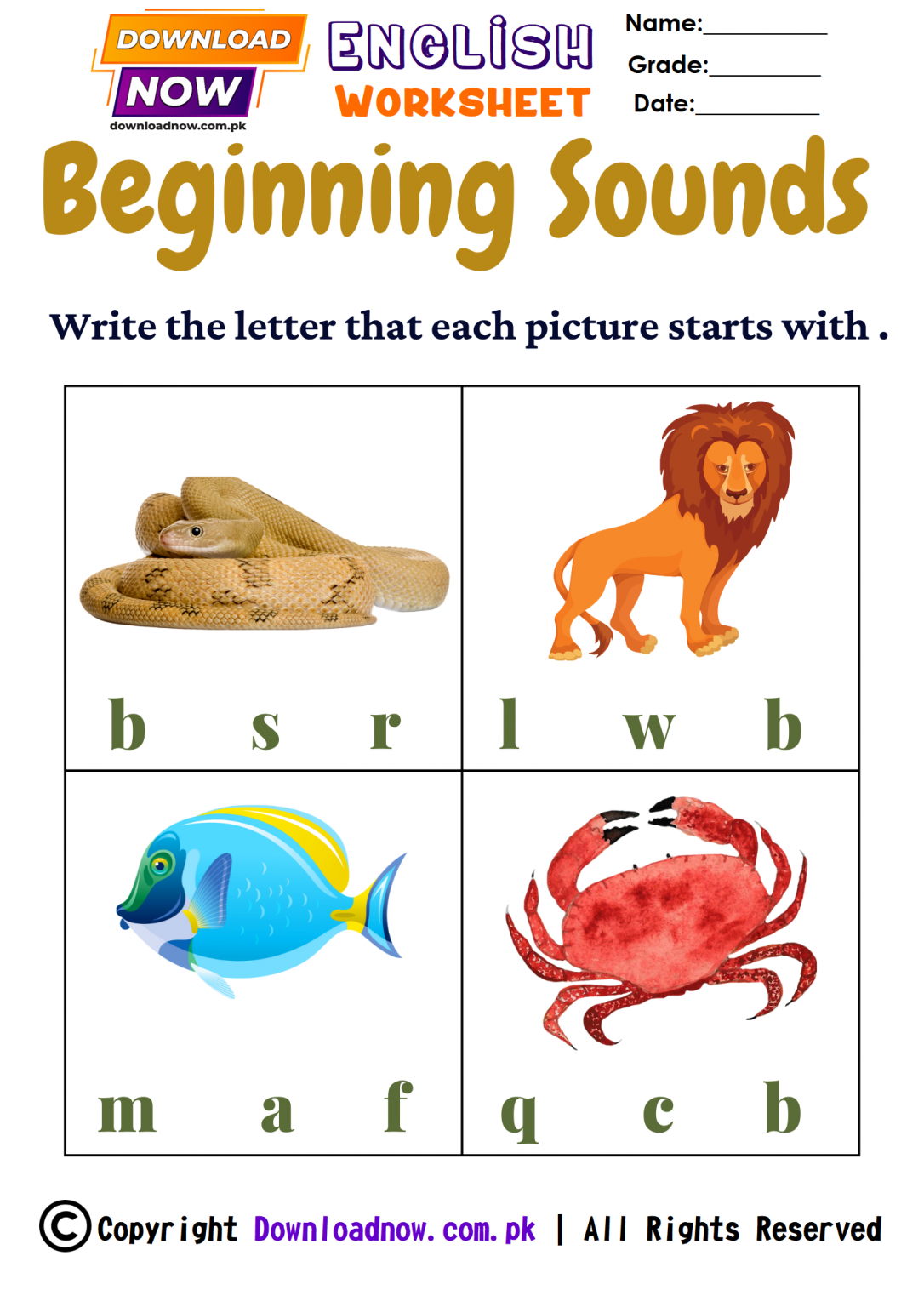 Circle the Beginning Sound b - Free Printable Worksheets