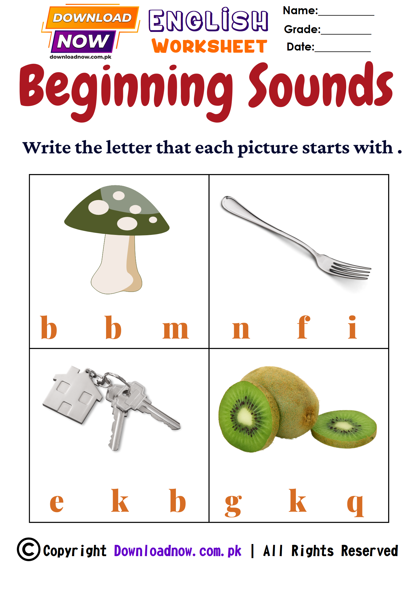 Circle the Beginning Sound - Free Printable Worksheets