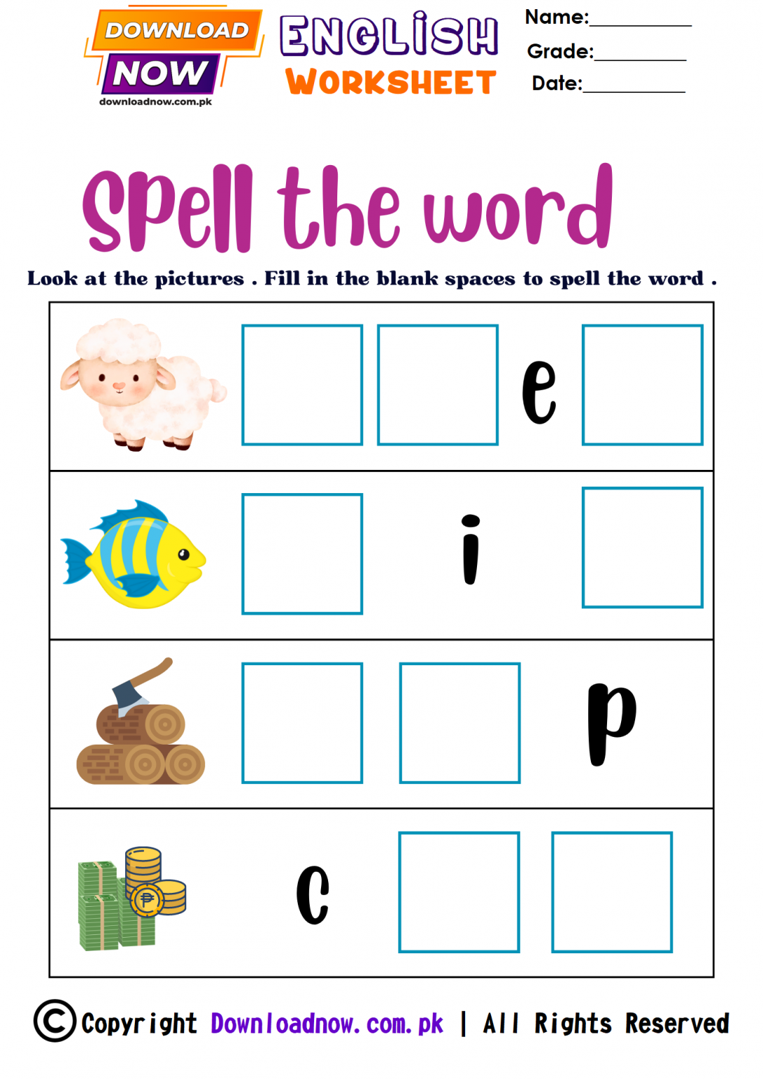 a-Spell phonetically with digraphs - Free Printable Worksheets