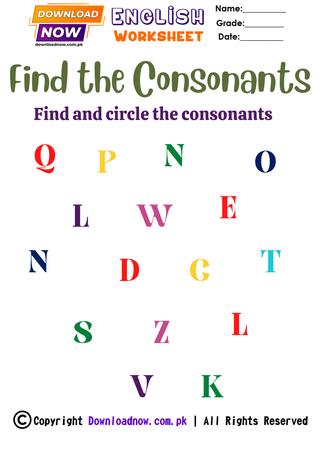Identifying Consonants d - Free Printable Worksheets