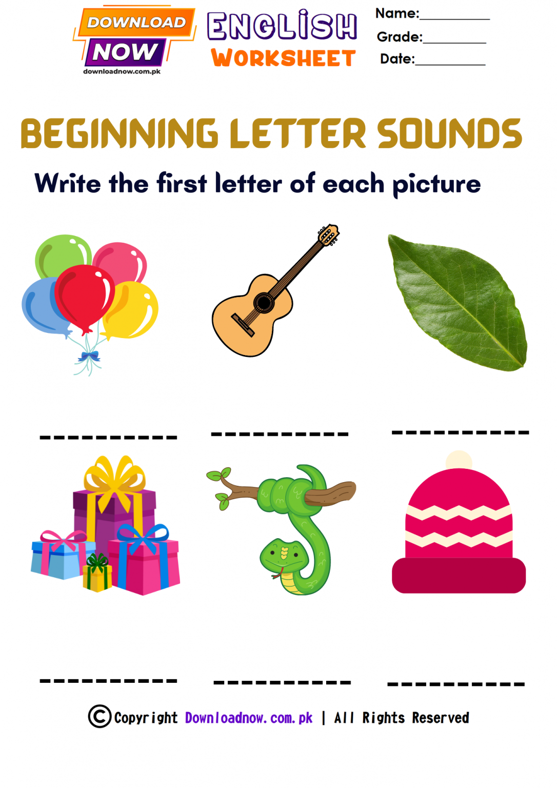e-Beginning Letter Sounds - Free Printable Worksheets